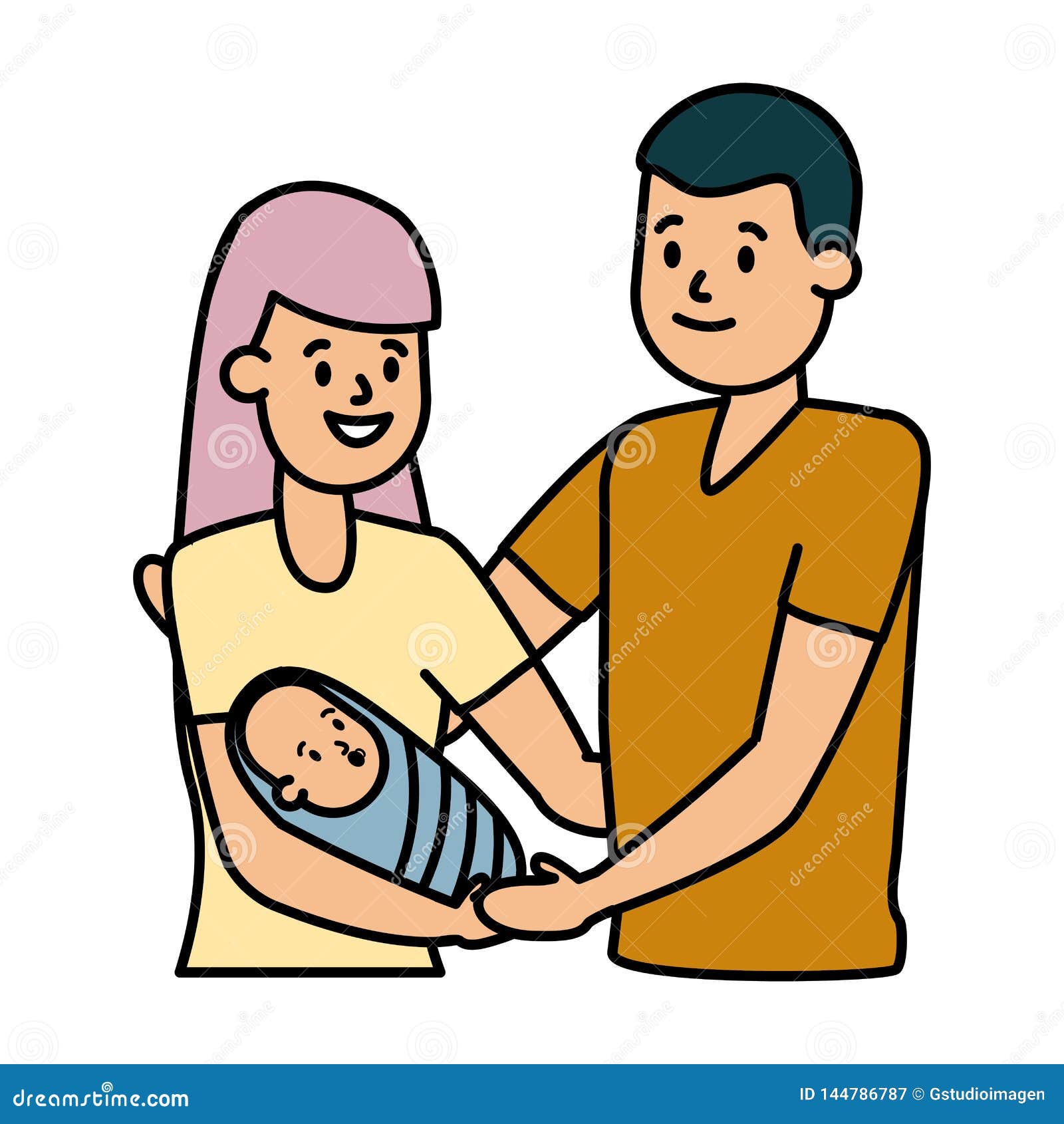 Mom dad and baby stock vector. Illustration of small - 144786787