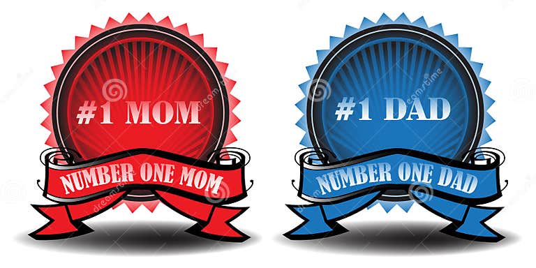 Mom and dad badges stock vector. Illustration of place - 19744771