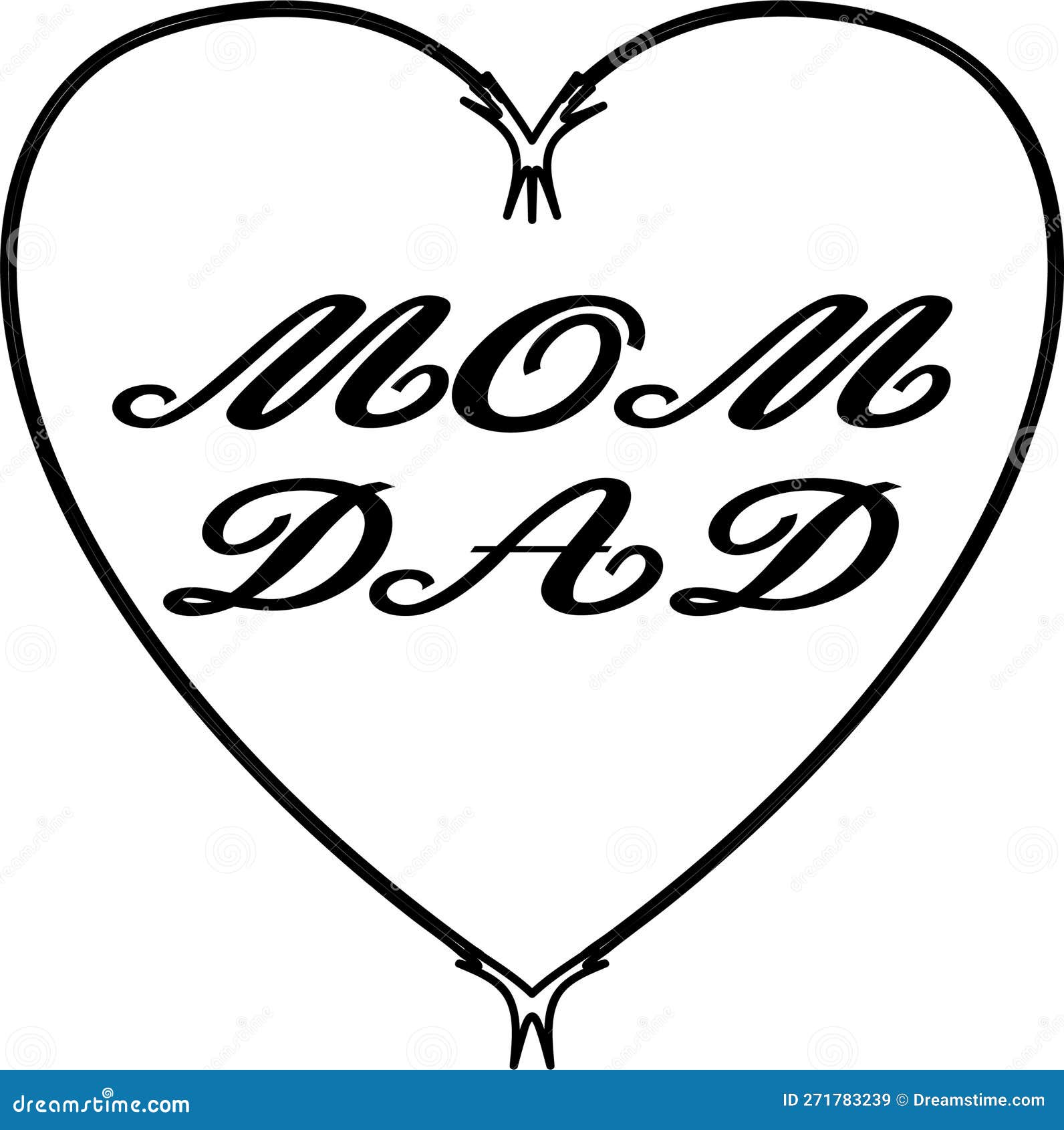 Mom Dad Love Heart Image With Svg Vector Cut File For Cricut And