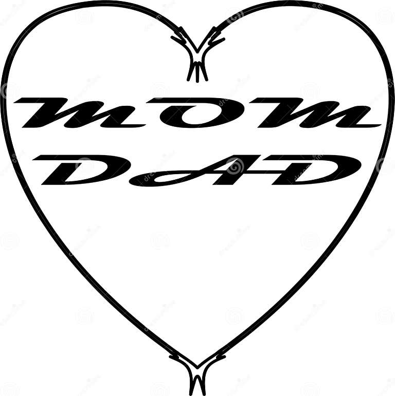 Mom Dad Love Heart Image With Svg Vector Cut File For Cricut And