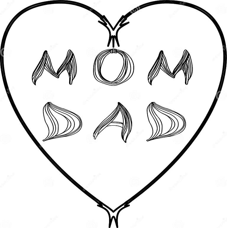 Mom Dad Love Heart Image With Svg Vector Cut File For Cricut And