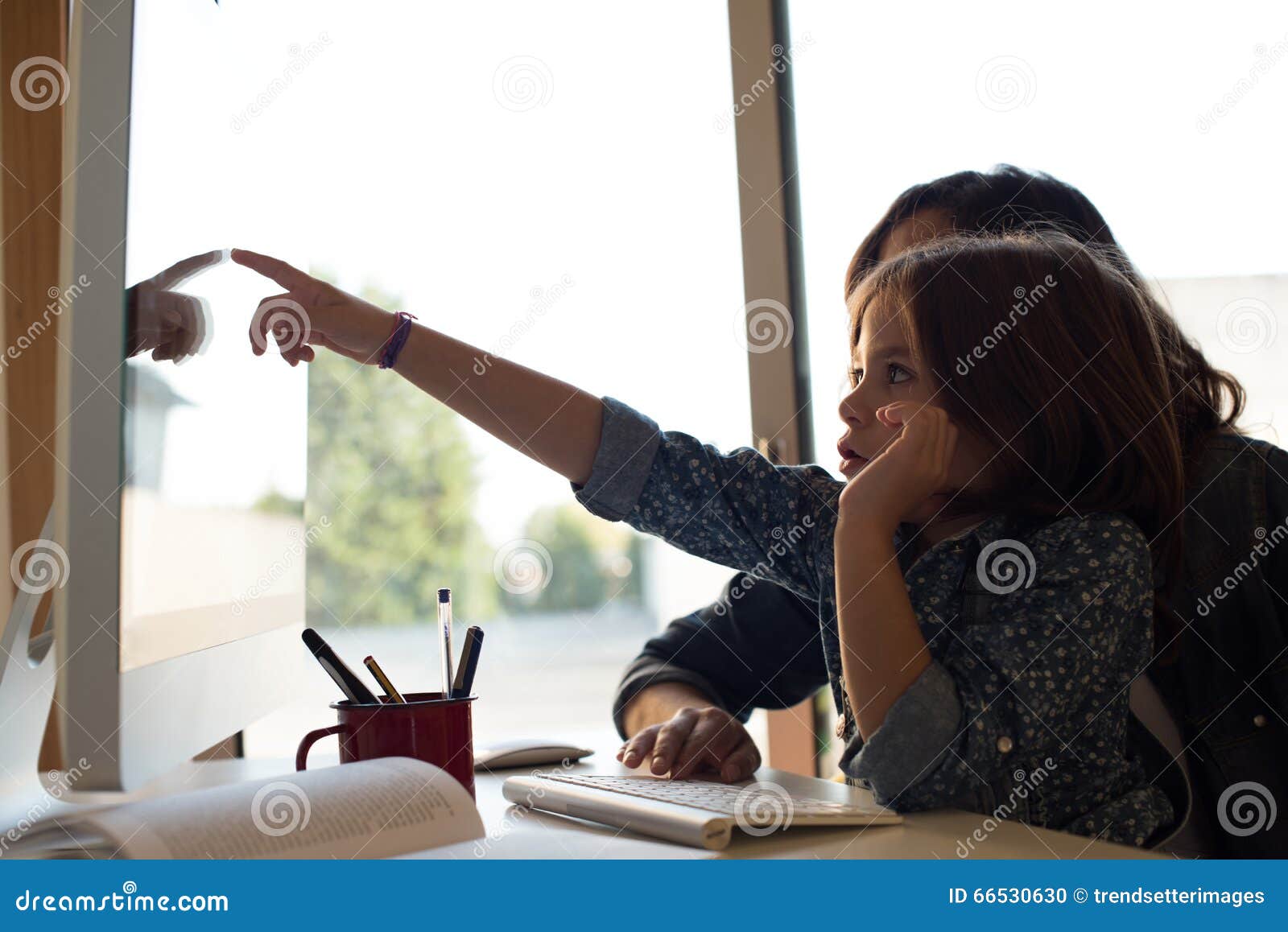 Mom and Daughter at the Computer Stock Photo - Image of casual, parent ...
