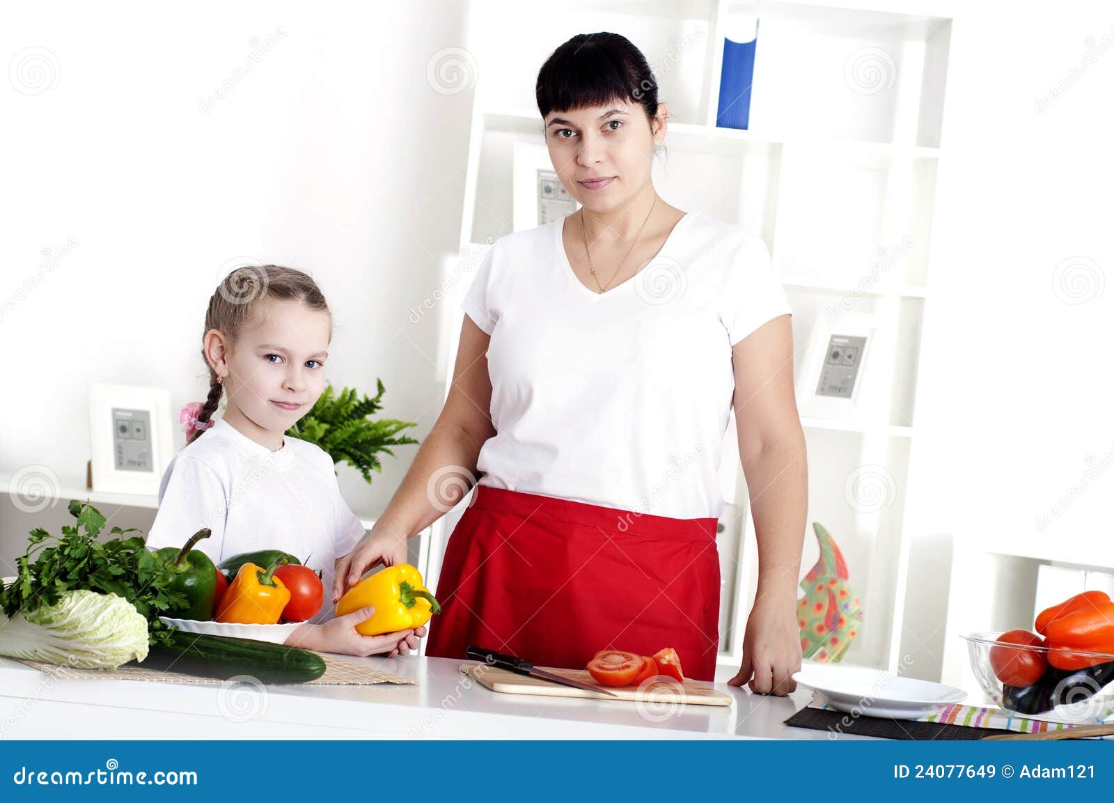 Mom and Daughter Cooking Together Stock Image - Image of interior ...