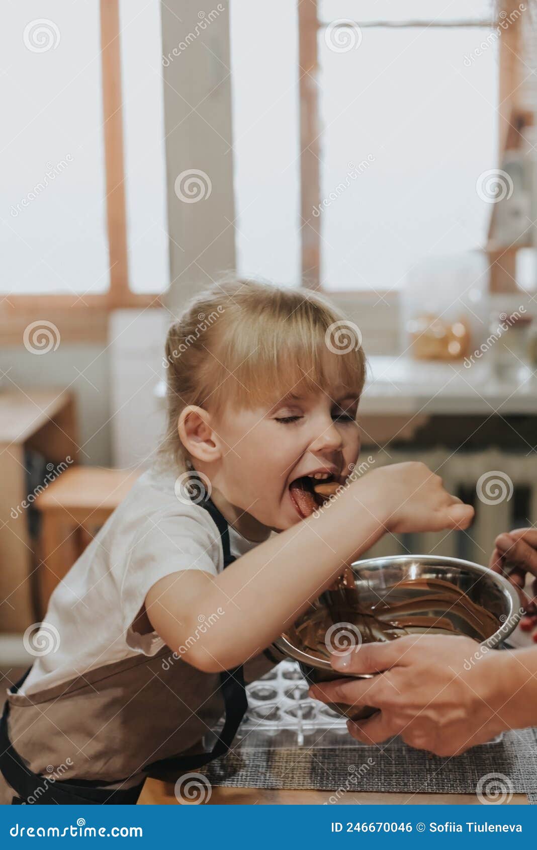 Mom and Daughter Make Chocolate at Home Stock Photo - Image of food ...