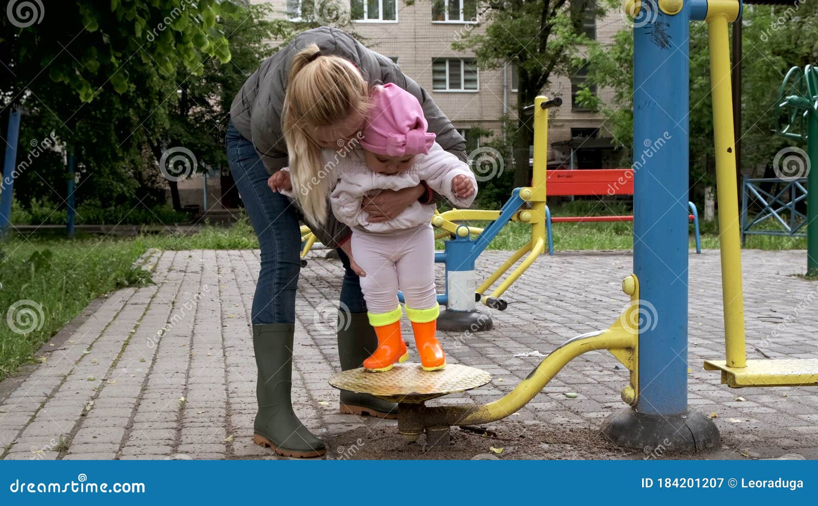 Mom with Daughter at the Playground. Stock Video - Video of daughter ...