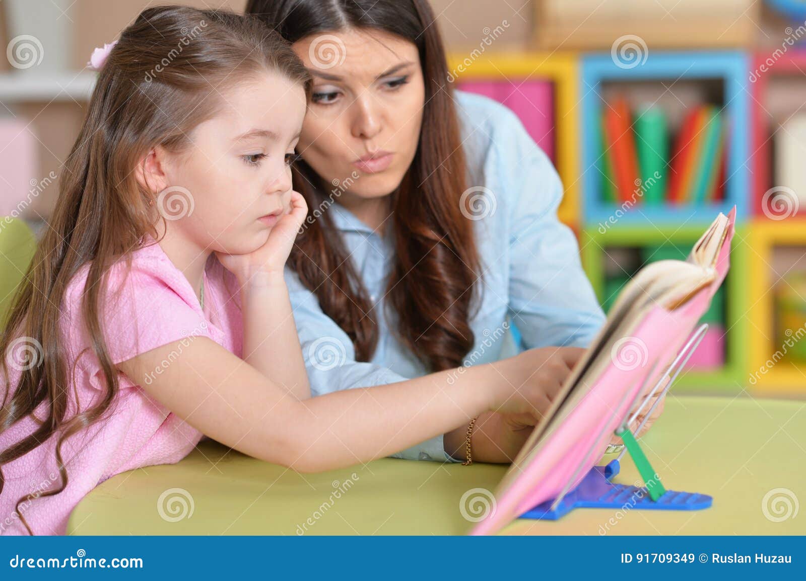 Mom and Daughter Study Togethe Stock Image - Image of parent, mother ...