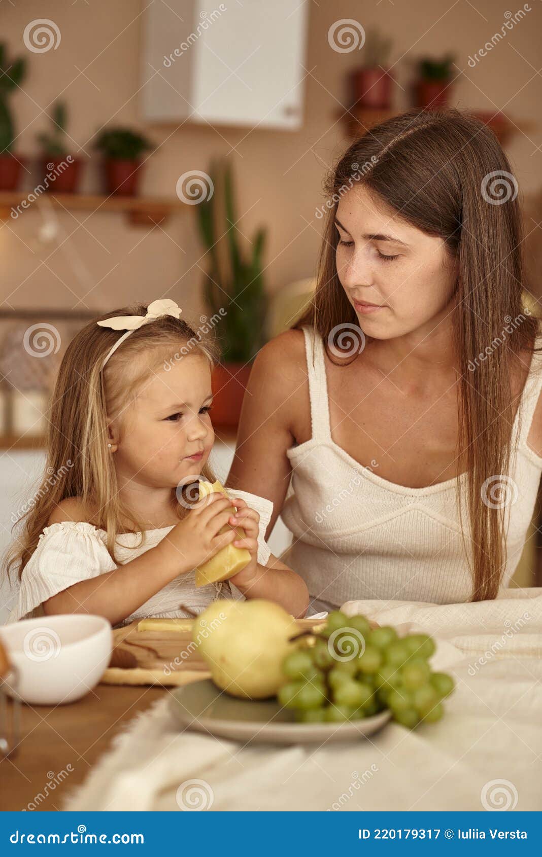 Mom and Daughter Tasting Cheese Stock Image - Image of cheese ...