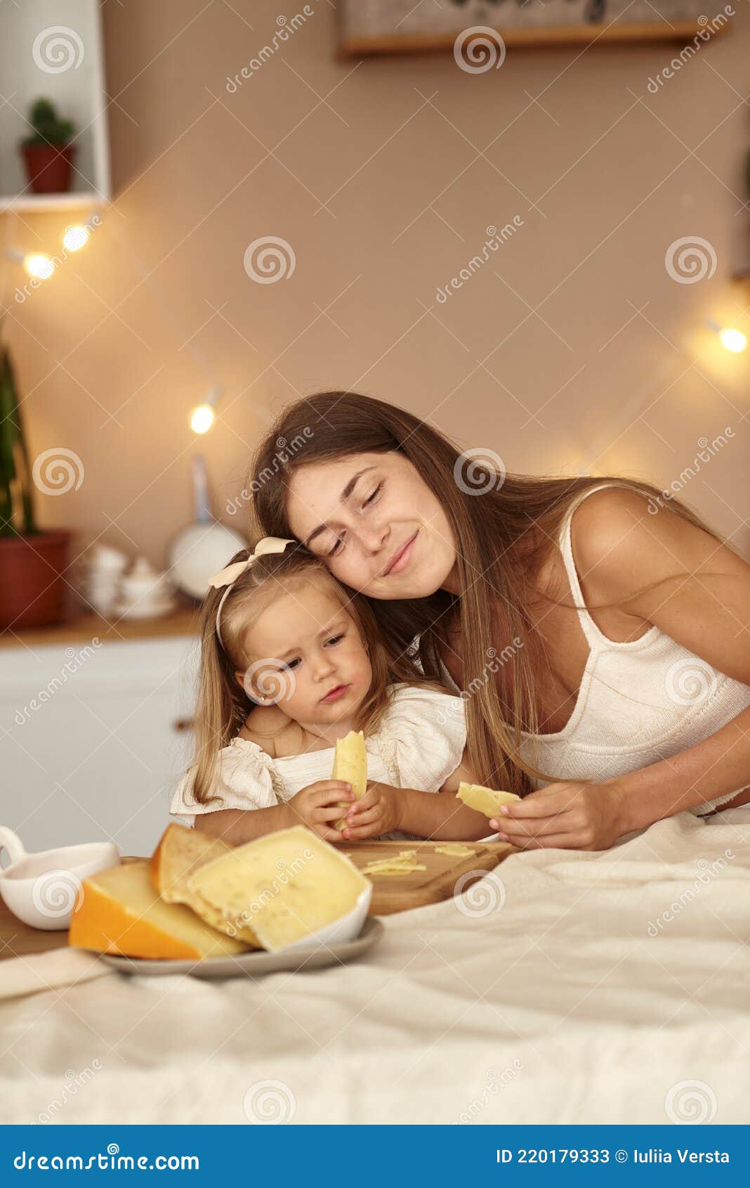 Mom and Daughter Tasting Cheese Stock Image - Image of fresh, cheerful ...