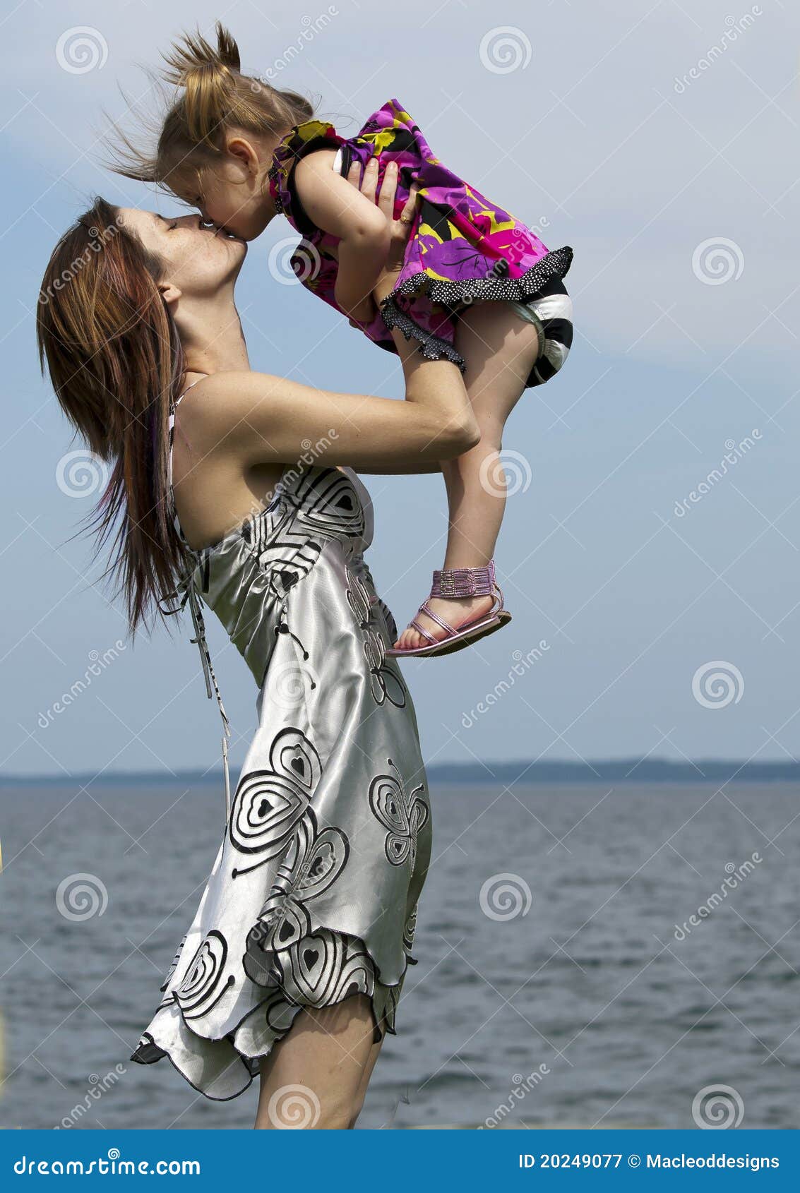 Mom and Daughter by the Water Stock Image - Image of caucasian, beauty ...