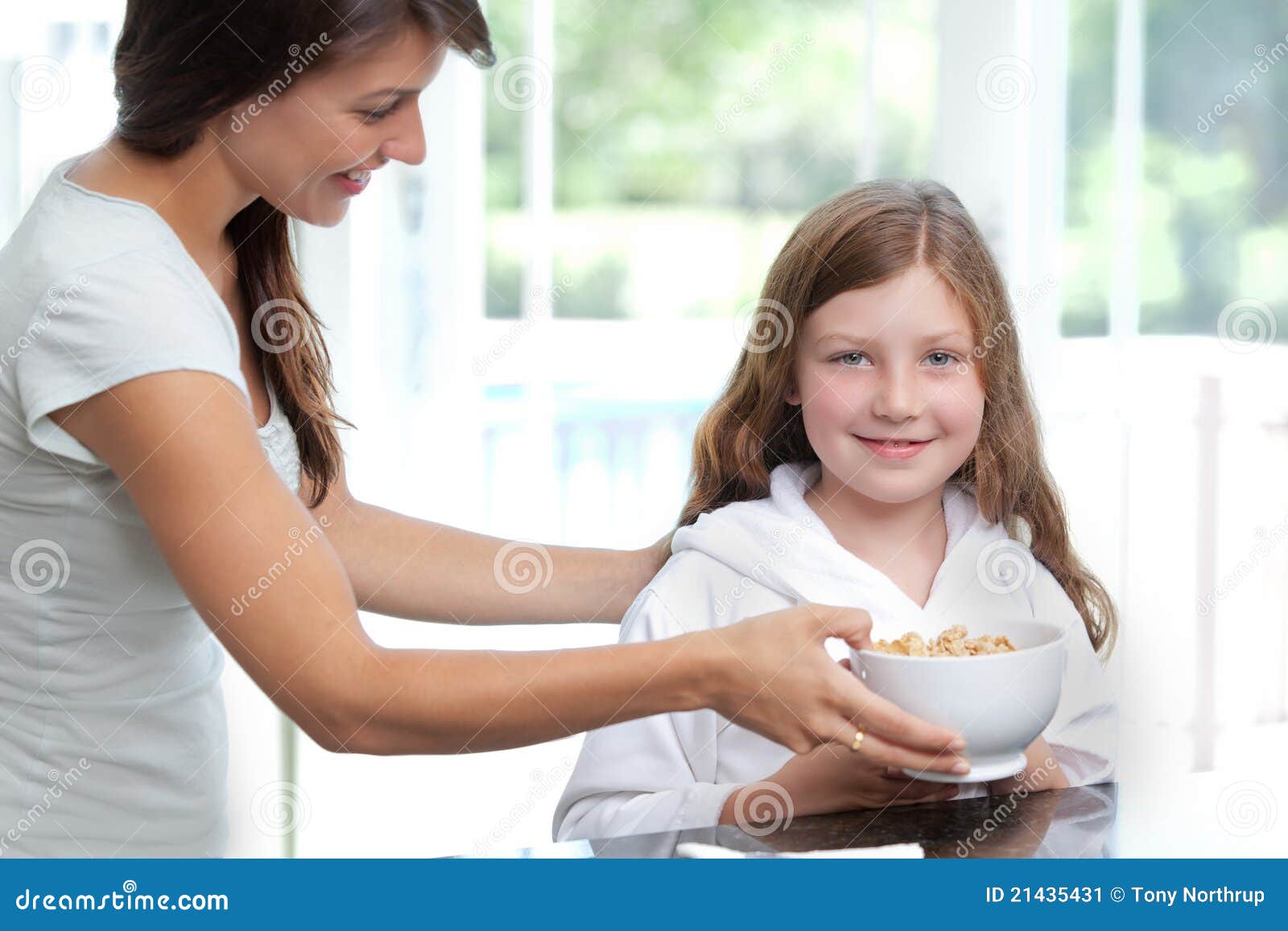 Mom Feeding Daughter Breakfast Cereal Stock Image - Image of healthy ...