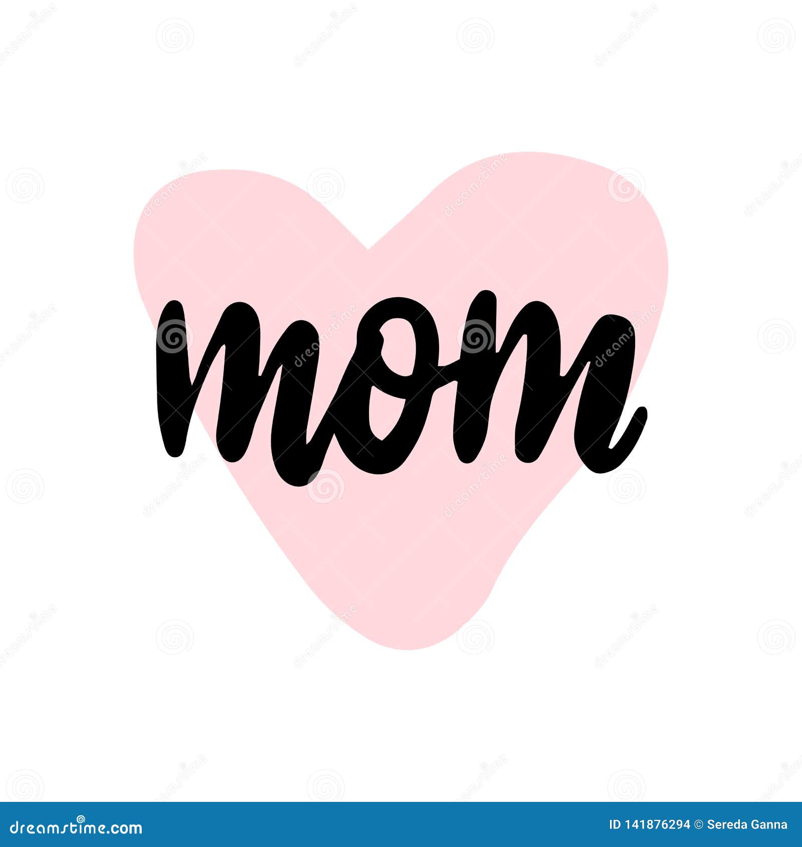 Mom Handwritten Lettering stock vector. Illustration of heart - 141876294