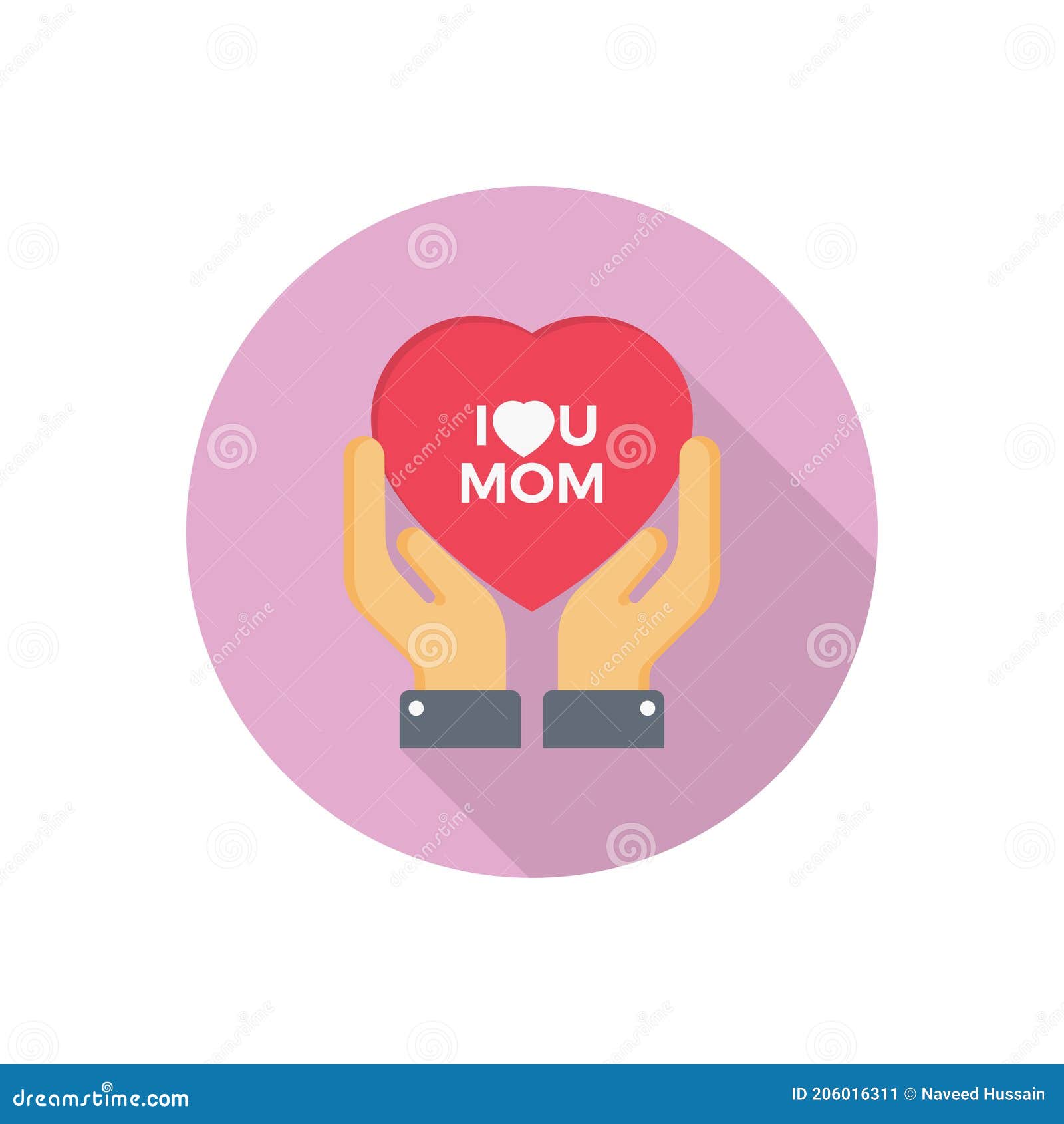MOM Heart Vector Flat Colour Icon Stock Vector - Illustration of banner ...