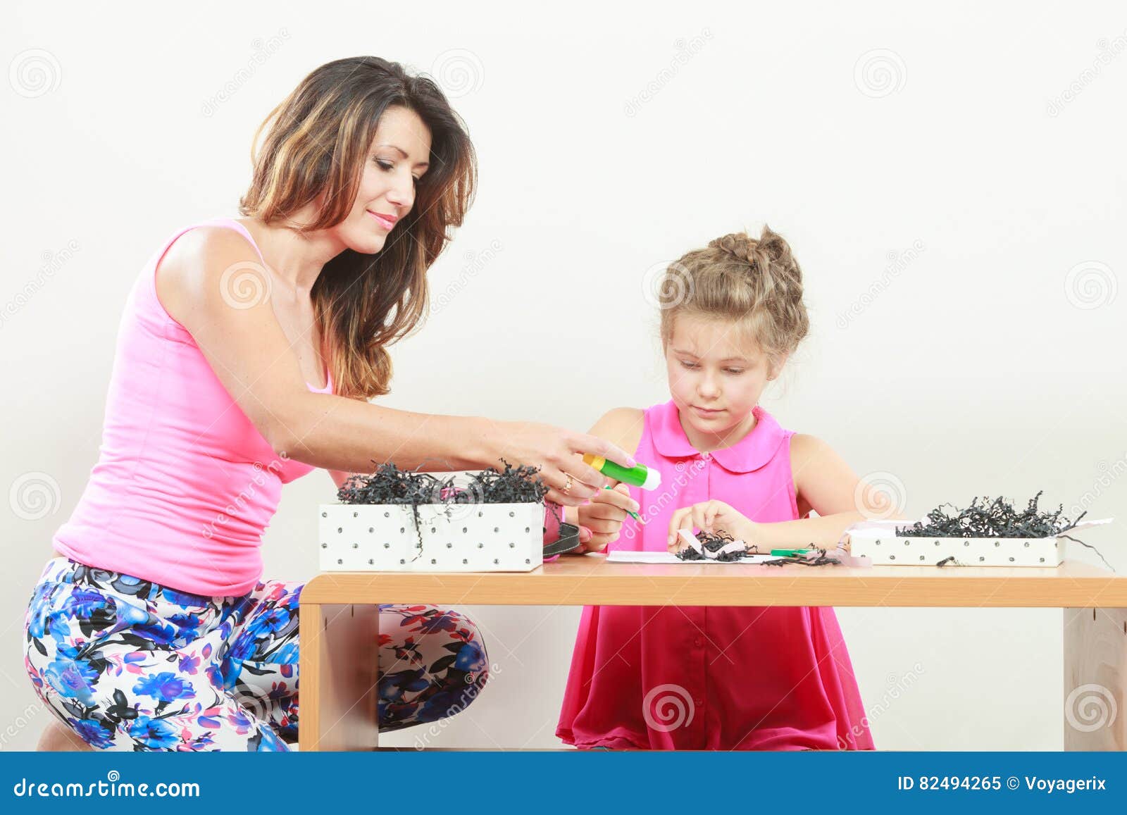 Mom Helping Daughter with Homework Stock Image - Image of studying ...