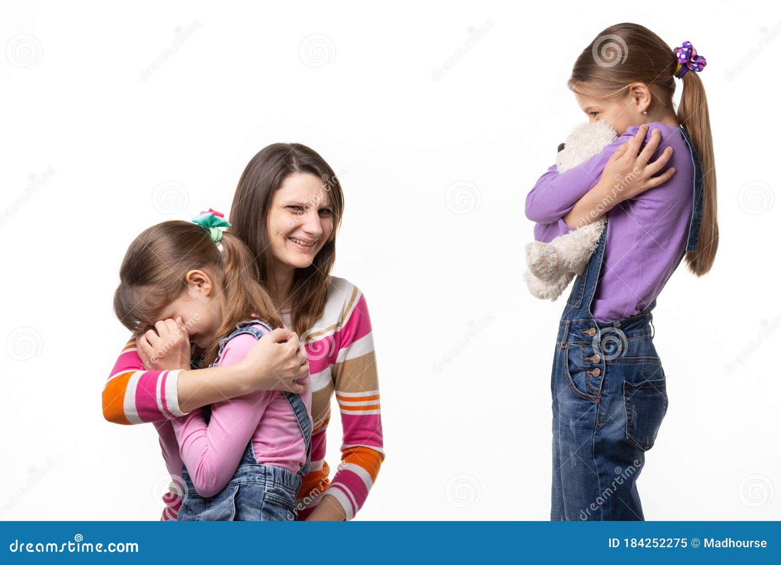 Mom Laughed after Understanding the Conflict of Two Children Stock ...