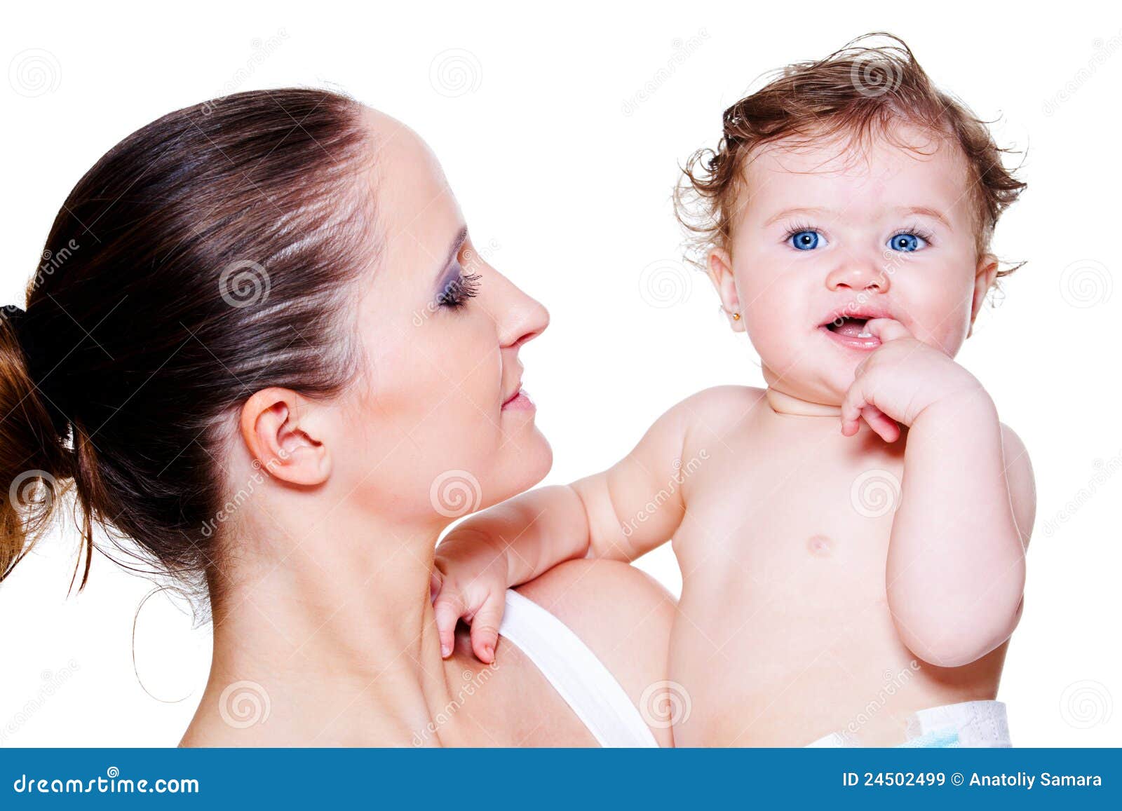 Mom looking at baby stock image. Image of laughing, little - 24502499