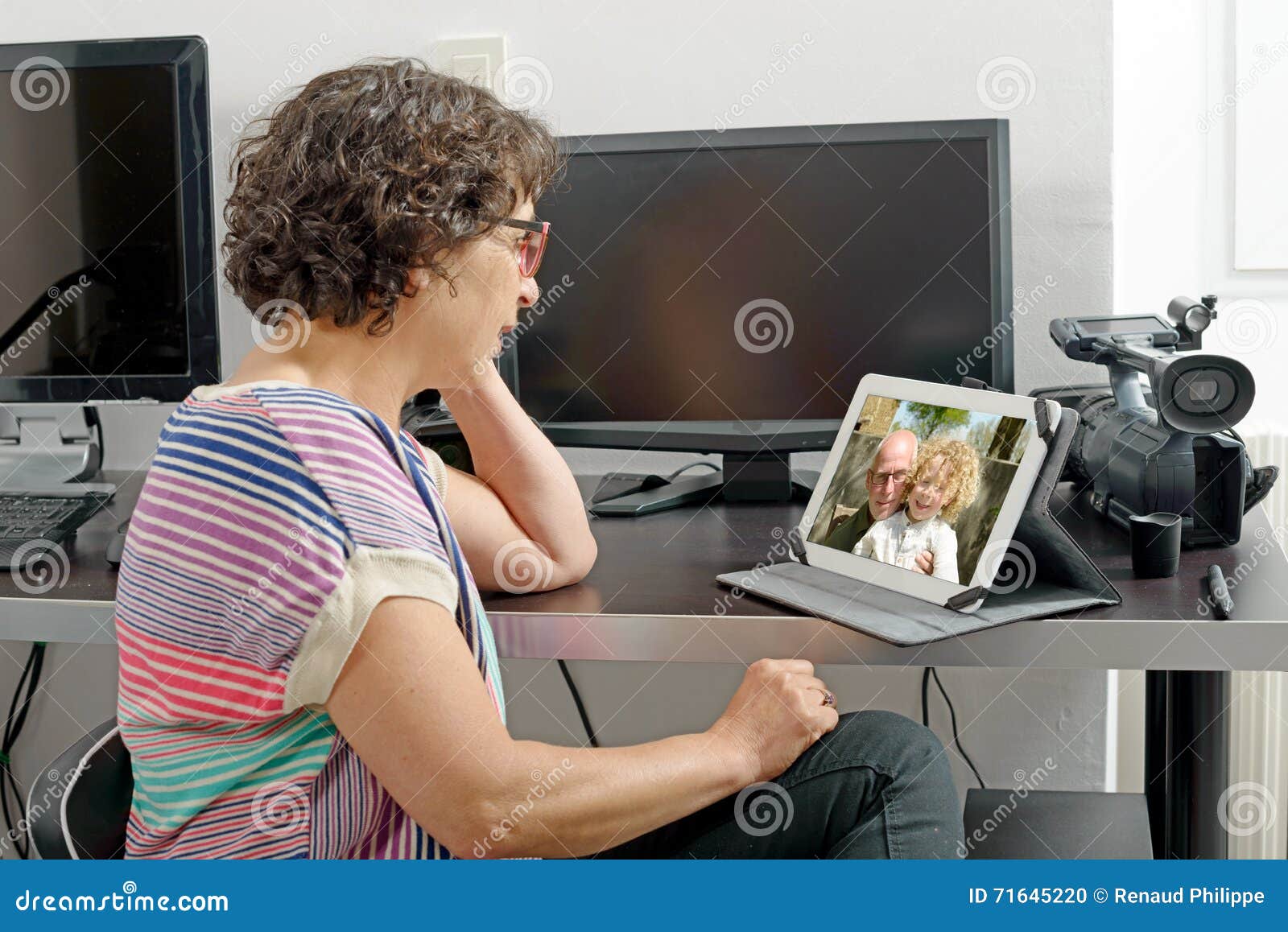 Mom Making a Distant Call on Internet Stock Photo - Image of distance ...