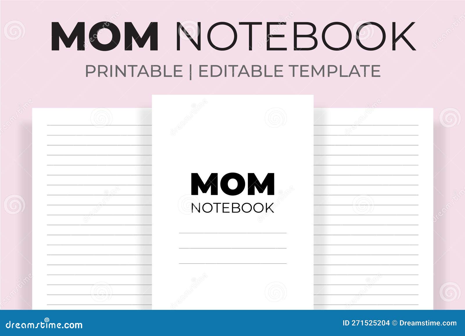 Mom Notebook KDP Interior stock vector. Illustration of workbook ...