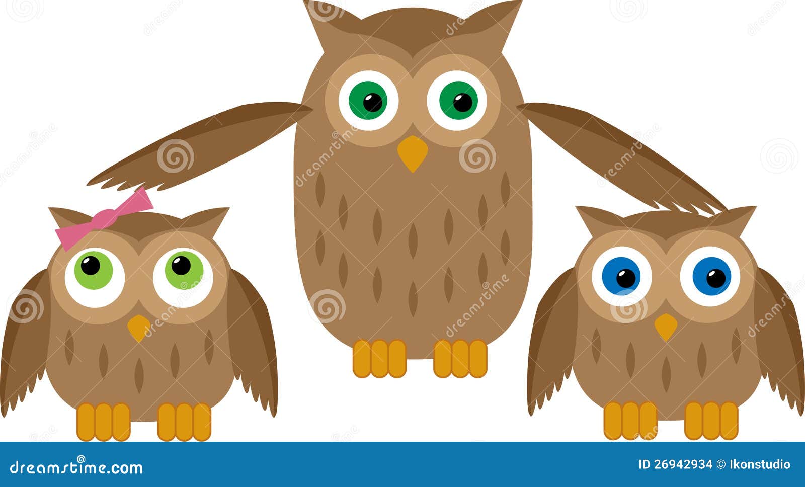 Mom Owl Protects Their Owl Babies Stock Illustration - Illustration of ...