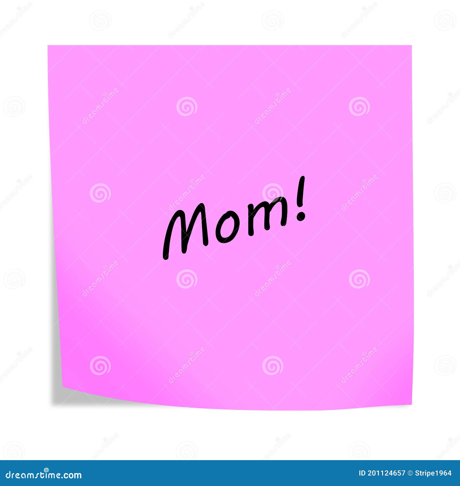 Mom Post Note Reminder 3d Illustration on White with Clipping Path ...
