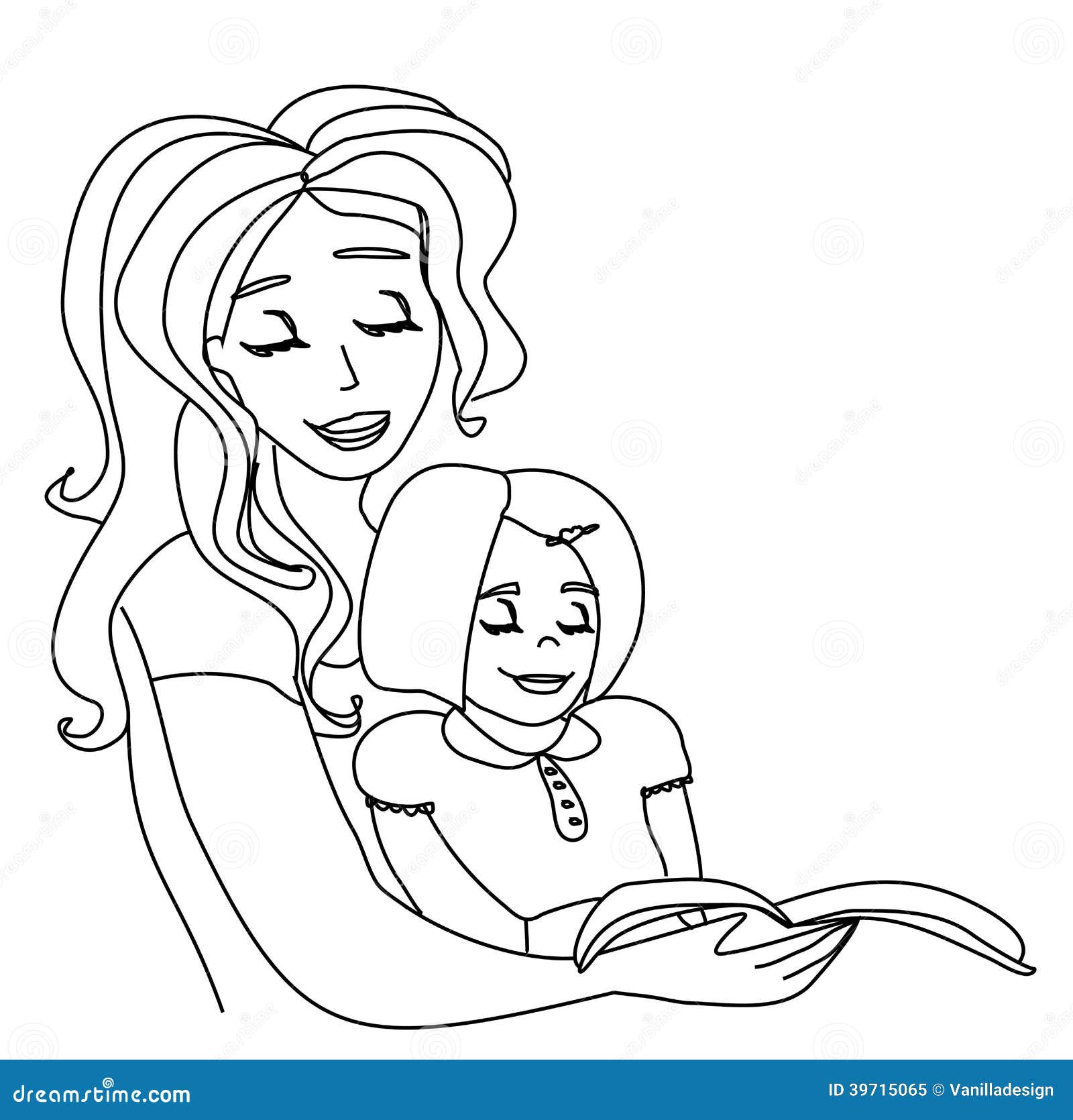 Mom Reading a Book To Her Kid Stock Vector - Illustration of human ...