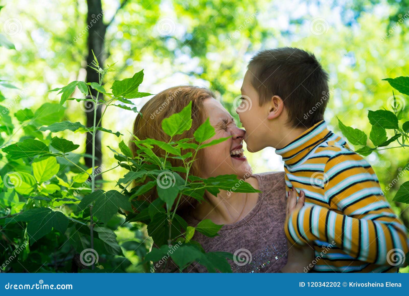Mom and Son Having Fun in the Park Stock Photo - Image of lifestyle ...