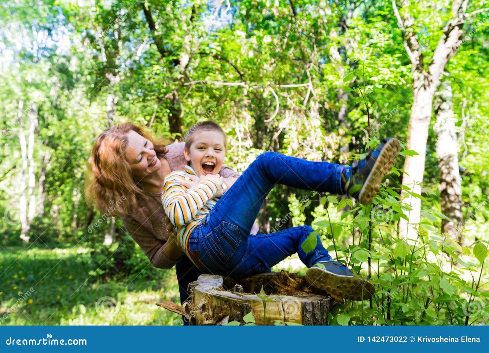 Mom and Son Having Fun in the Park Stock Photo - Image of leisure, cute ...