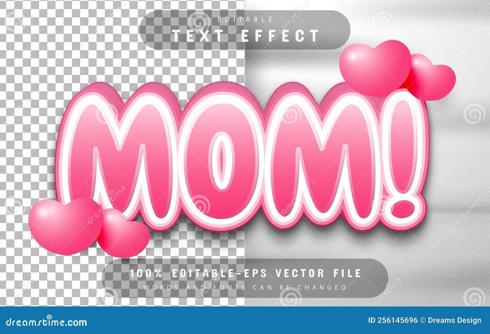 Mom text effect editable stock vector. Illustration of modern - 256145696