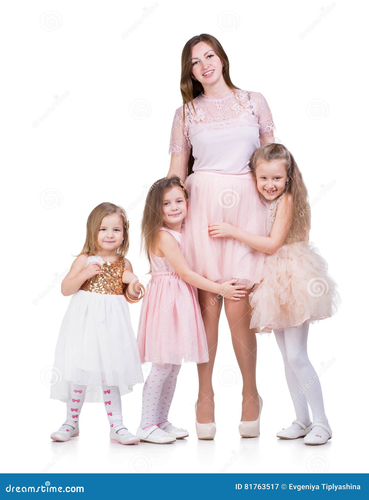 Mom with three kids Girls stock image. Image of shot - 81763517