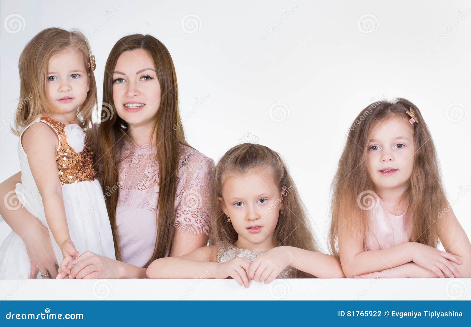 Mom with three kids Girls stock photo. Image of healthy - 81765922