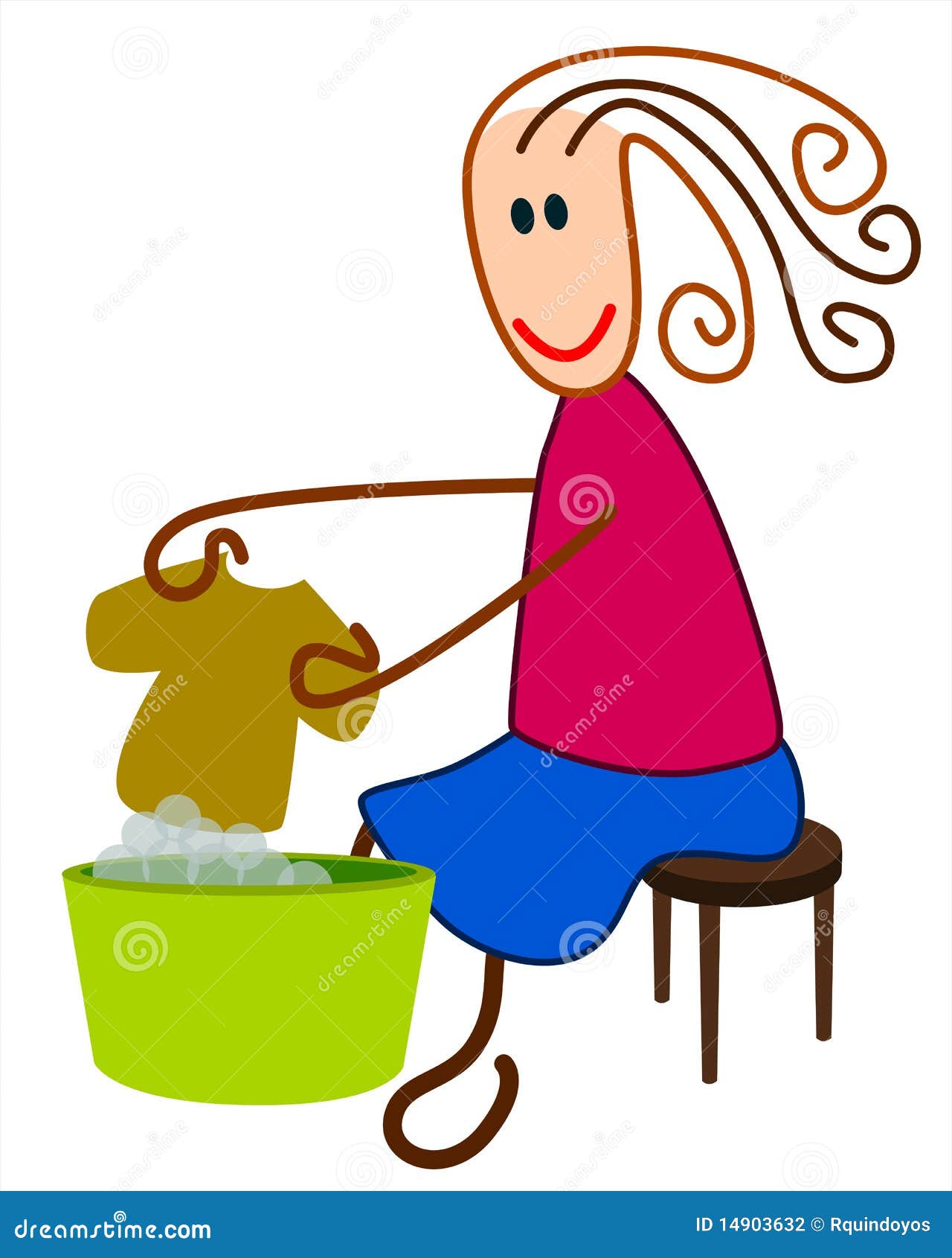 Mom wash clothes stock illustration. Illustration of housework - 14903632