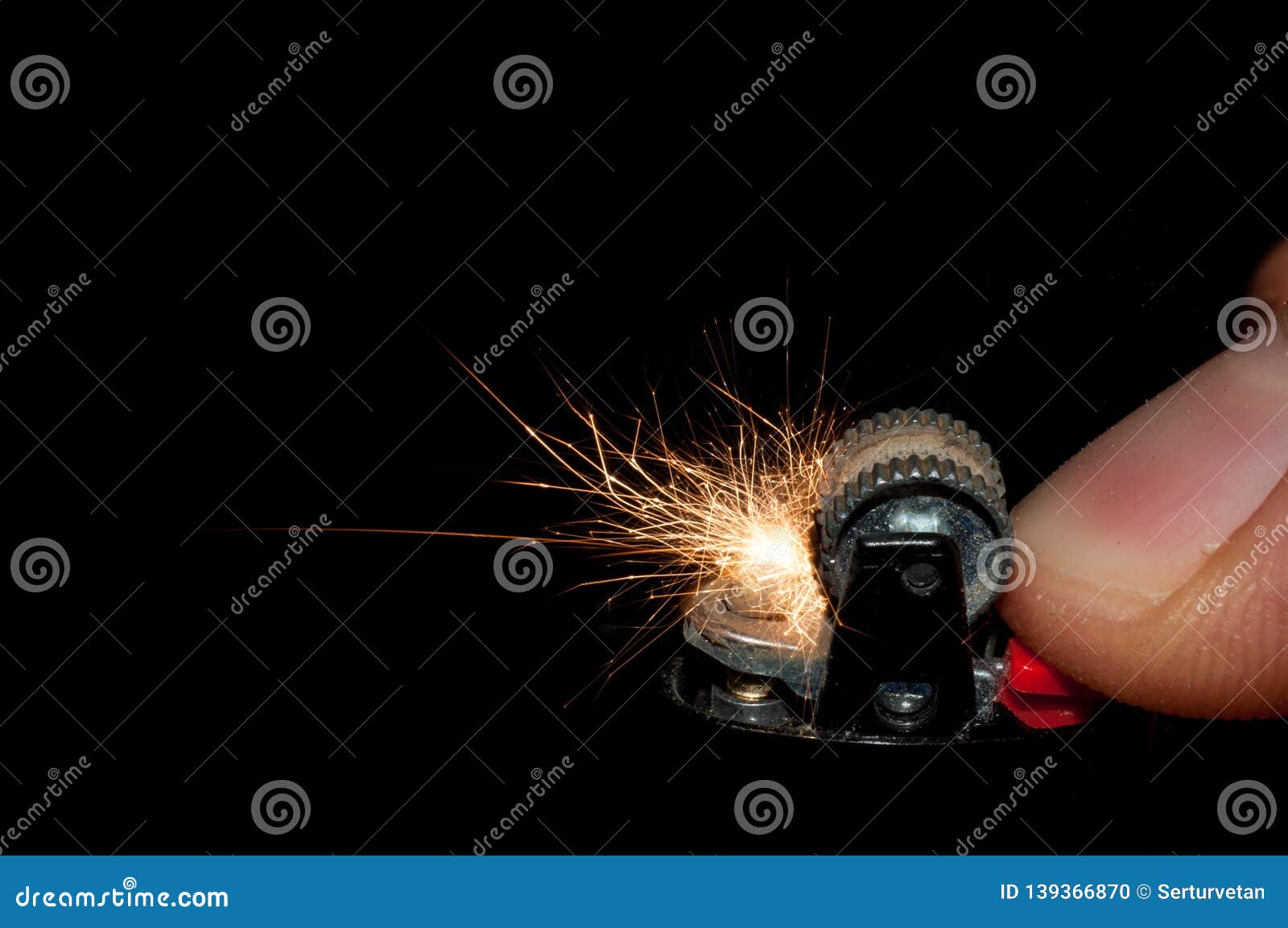 The Moment of Ignition and Spark of an Old Lighter Stock Photo - Image ...