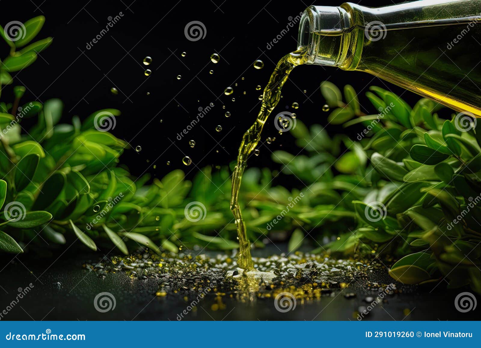 Moment when Olive Oil is Sprayed on a Surface. Drizzle of Olive Oil ...