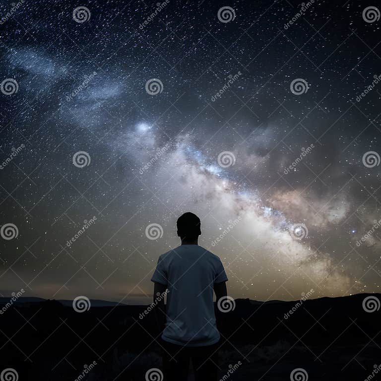Moment of Reflection Person Gazes at Stars, Pondering Universe Stock ... Moment of Reflection Person Gazes at Stars, Pondering Universe Stock ...