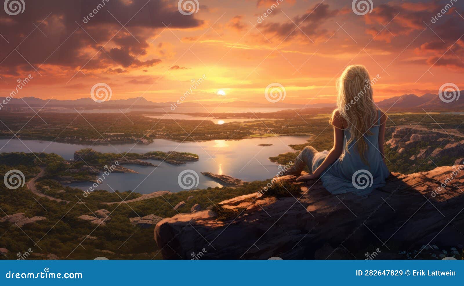 Moment of Solitude and Reflection Stock Illustration - Illustration of ...