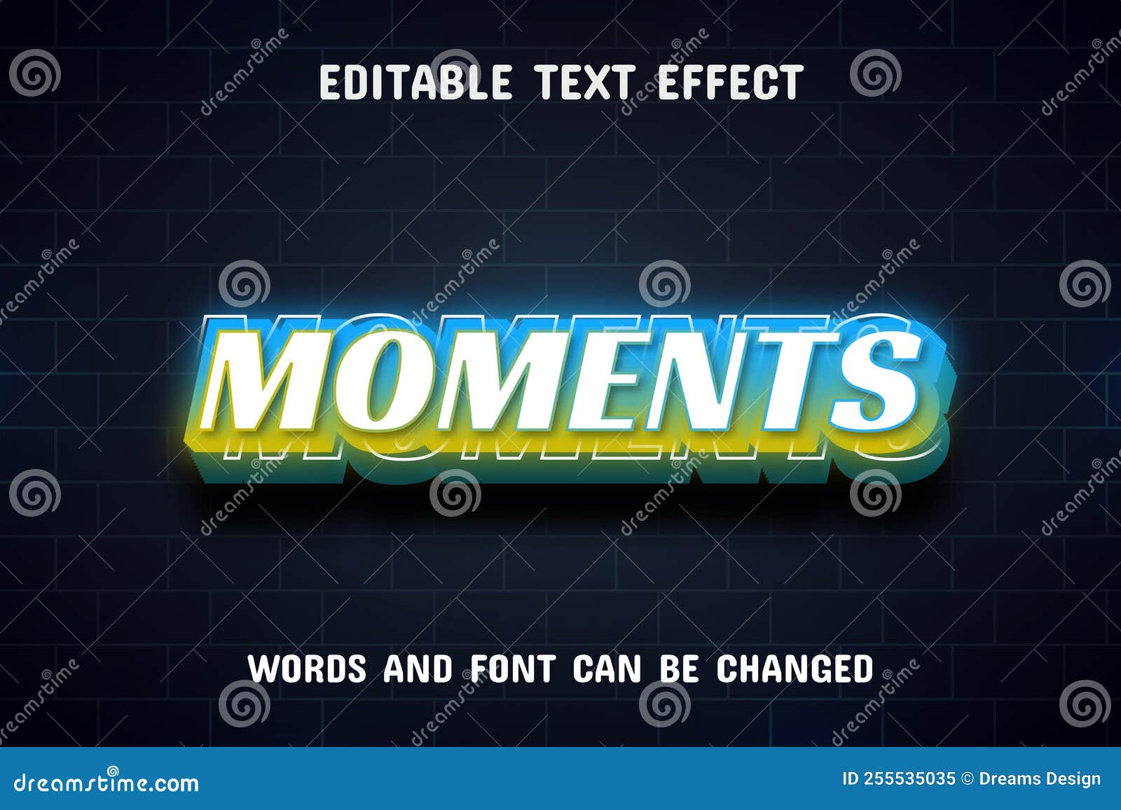 Moments Text - Editable Neon Text Effect Stock Illustration ...