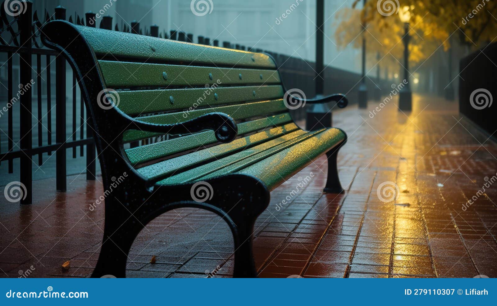 Moments Unwind, Finding Peace on the Streetside Bench in the Rain ...