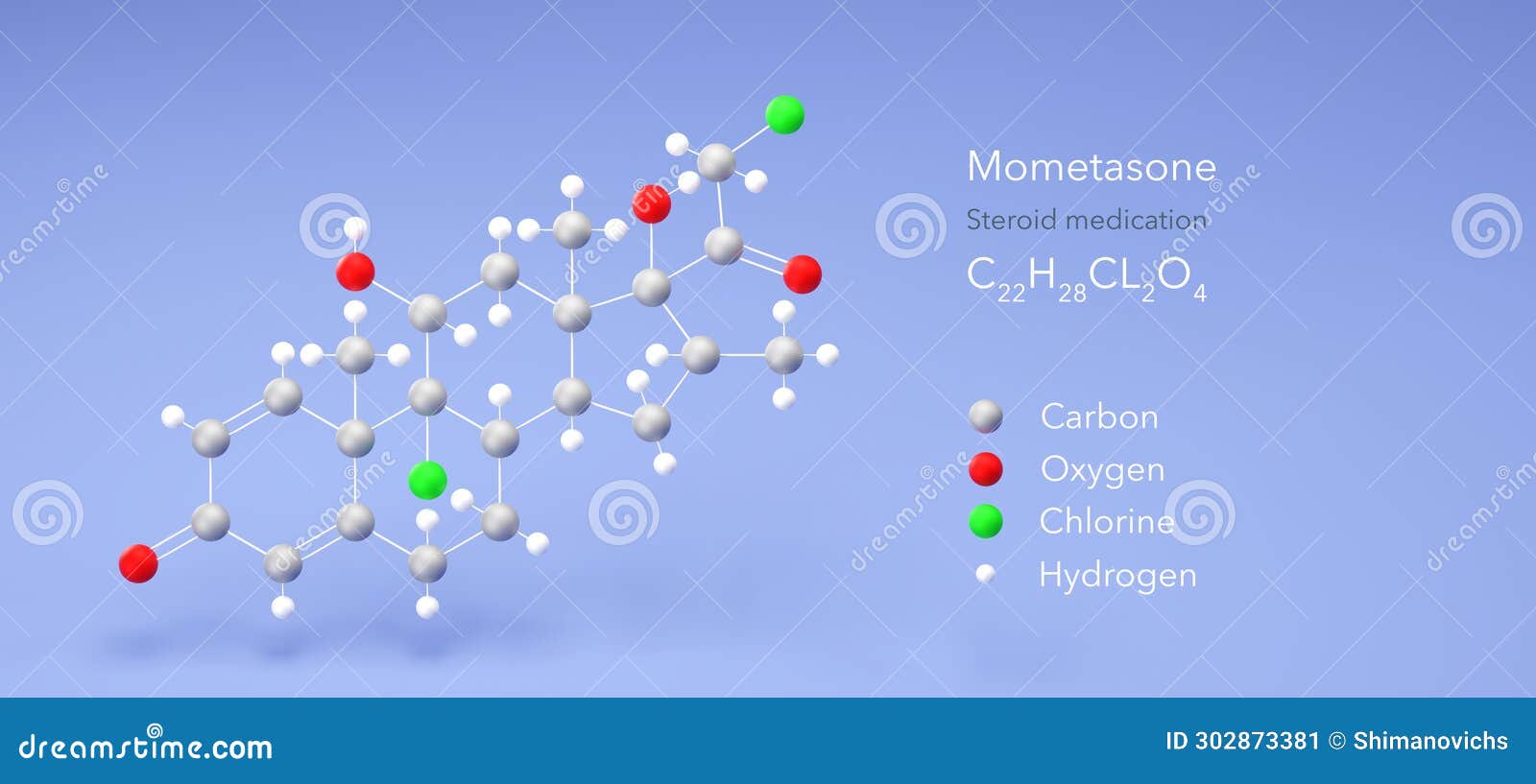 Mometasone Molecule, Molecular Structures, Mometasone Y 3 S, 3d Model ...