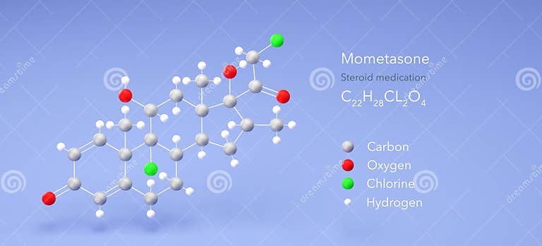 Mometasone Molecule, Molecular Structures, Mometasone Y 3 S, 3d Model ...