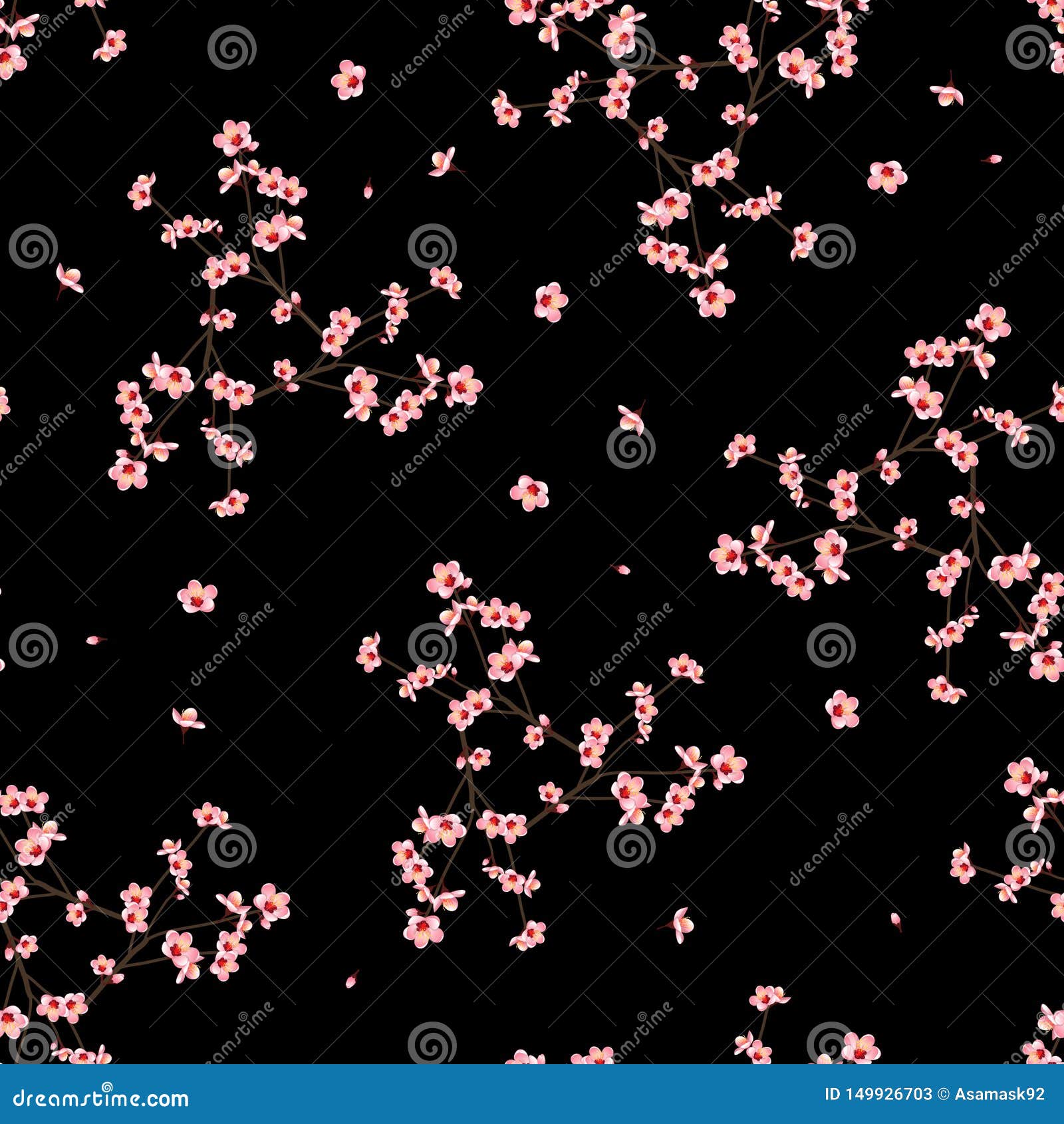 Momo Peach Flower Blossom Banner Card Border Outline. Vector ...