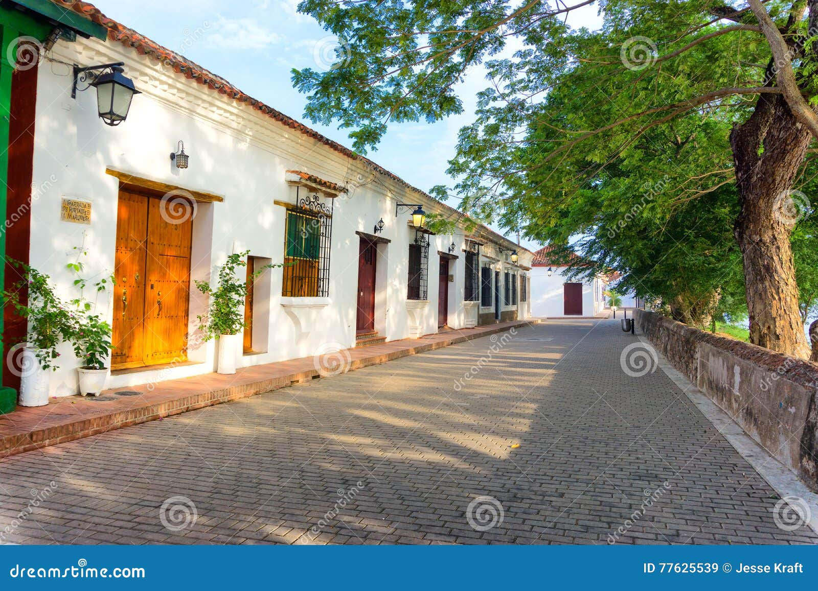 Mompox, Colombia Street View Stock Image - Image of blue, reflection ...