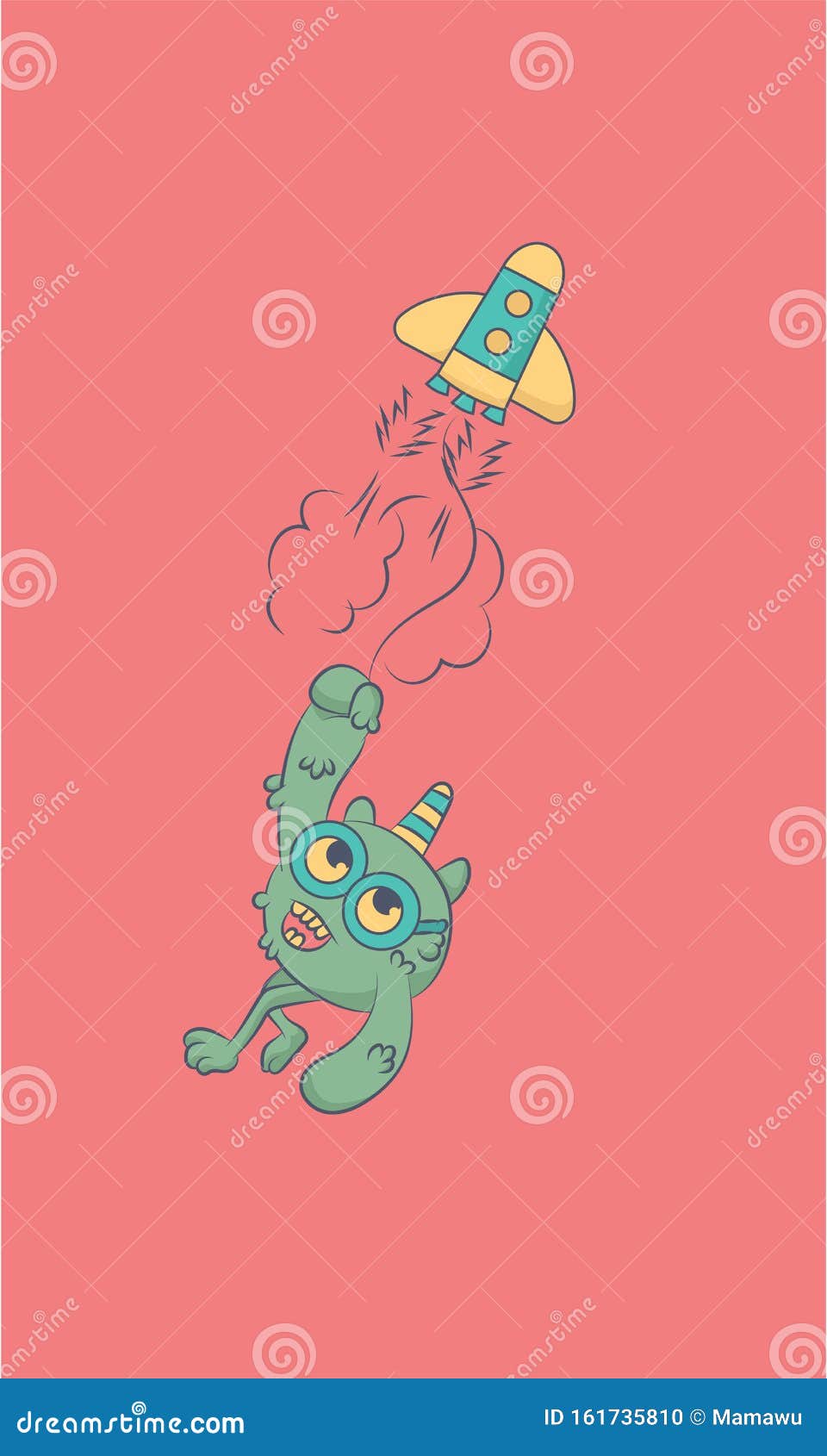 The Monster Pulled the Rocket into the Air Stock Vector - Illustration ...