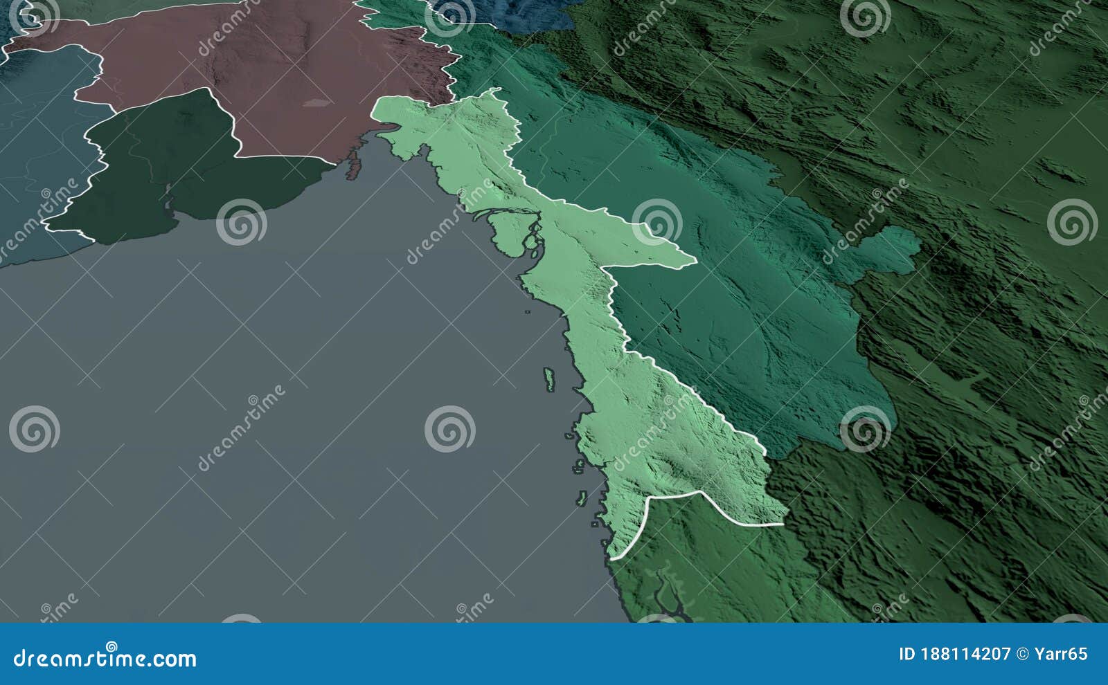 Mon, Myanmar - Highlighted. Administrative Stock Illustration ...