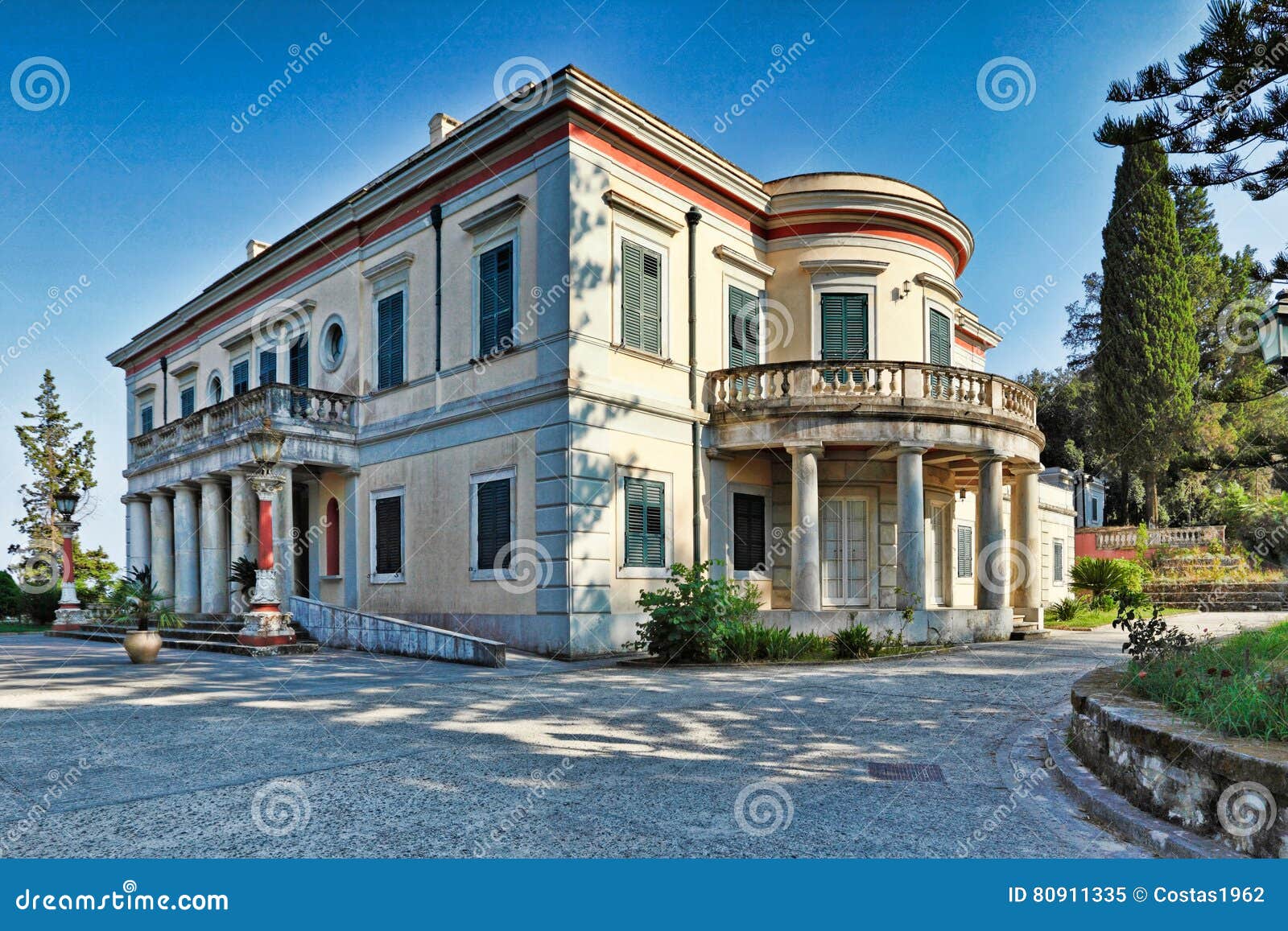 Mon Repos in Corfu, Greece. Stock Image - Image of building, historical ...
