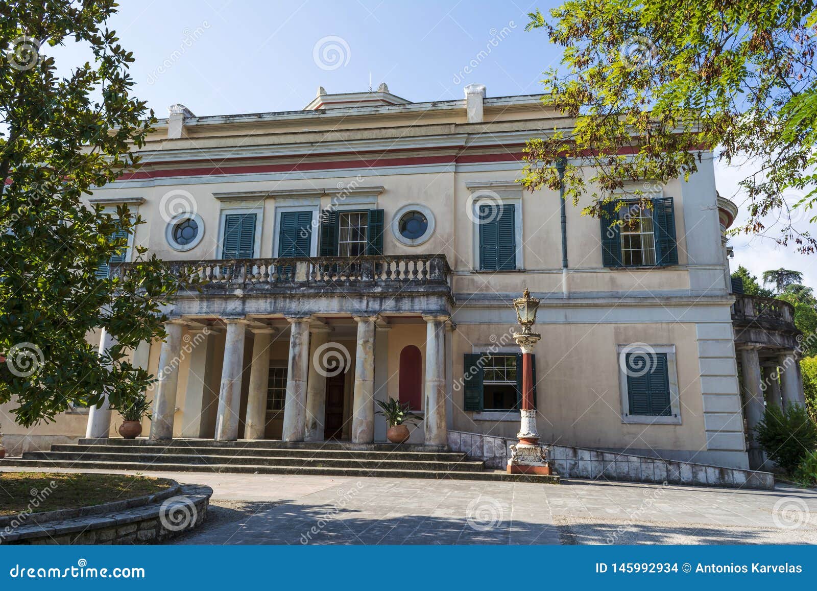 Mon Repos Palace in Corfu Island, Greece Stock Photo - Image of ...