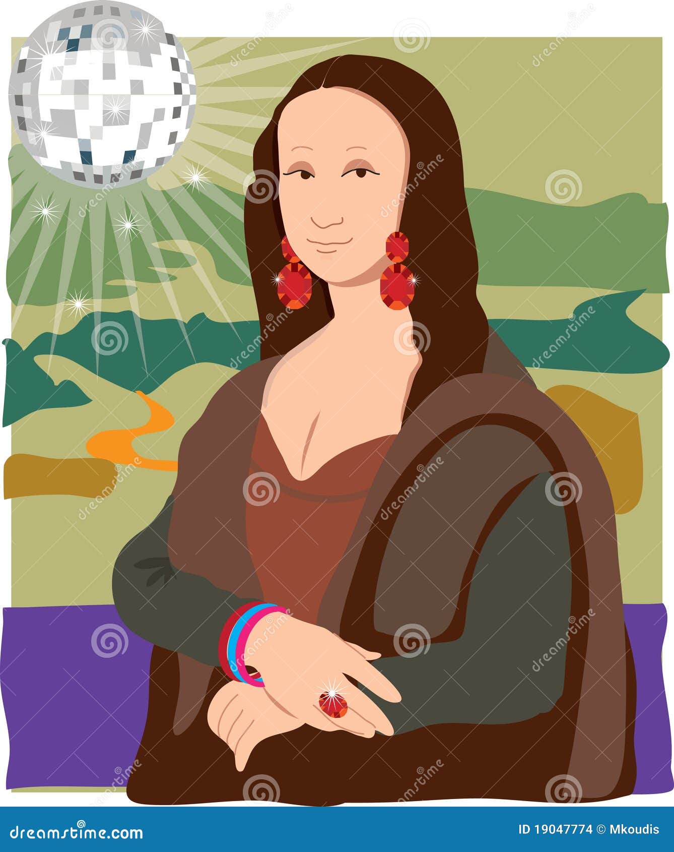 Mona Lisa Disco Lady Vector Illustration | CartoonDealer.com #19047774