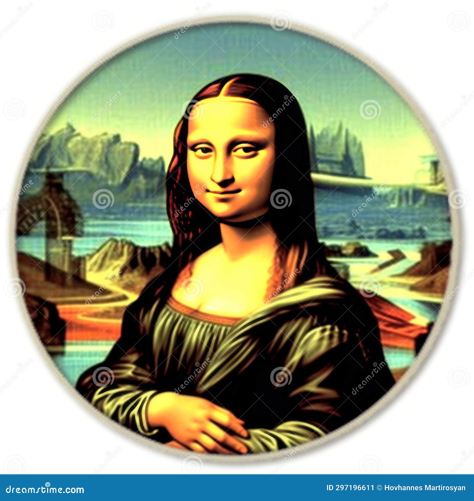 Mona Lisa Portrait in a Pop Art Style. Mona Lisa. Sticker. Logotype ...