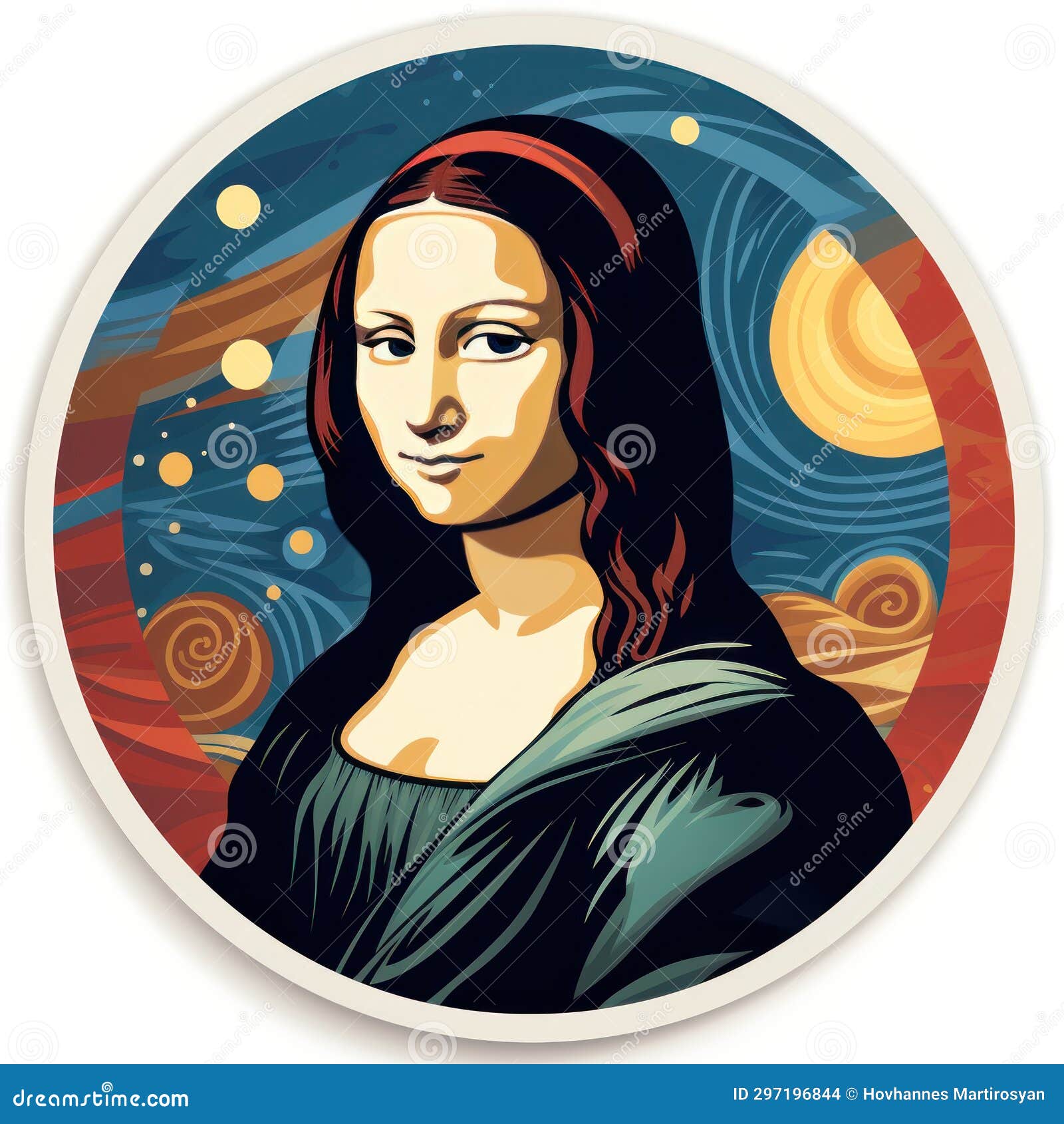 Mona Lisa Portrait in a Pop Art Style. Mona Lisa. Sticker. Logotype ...