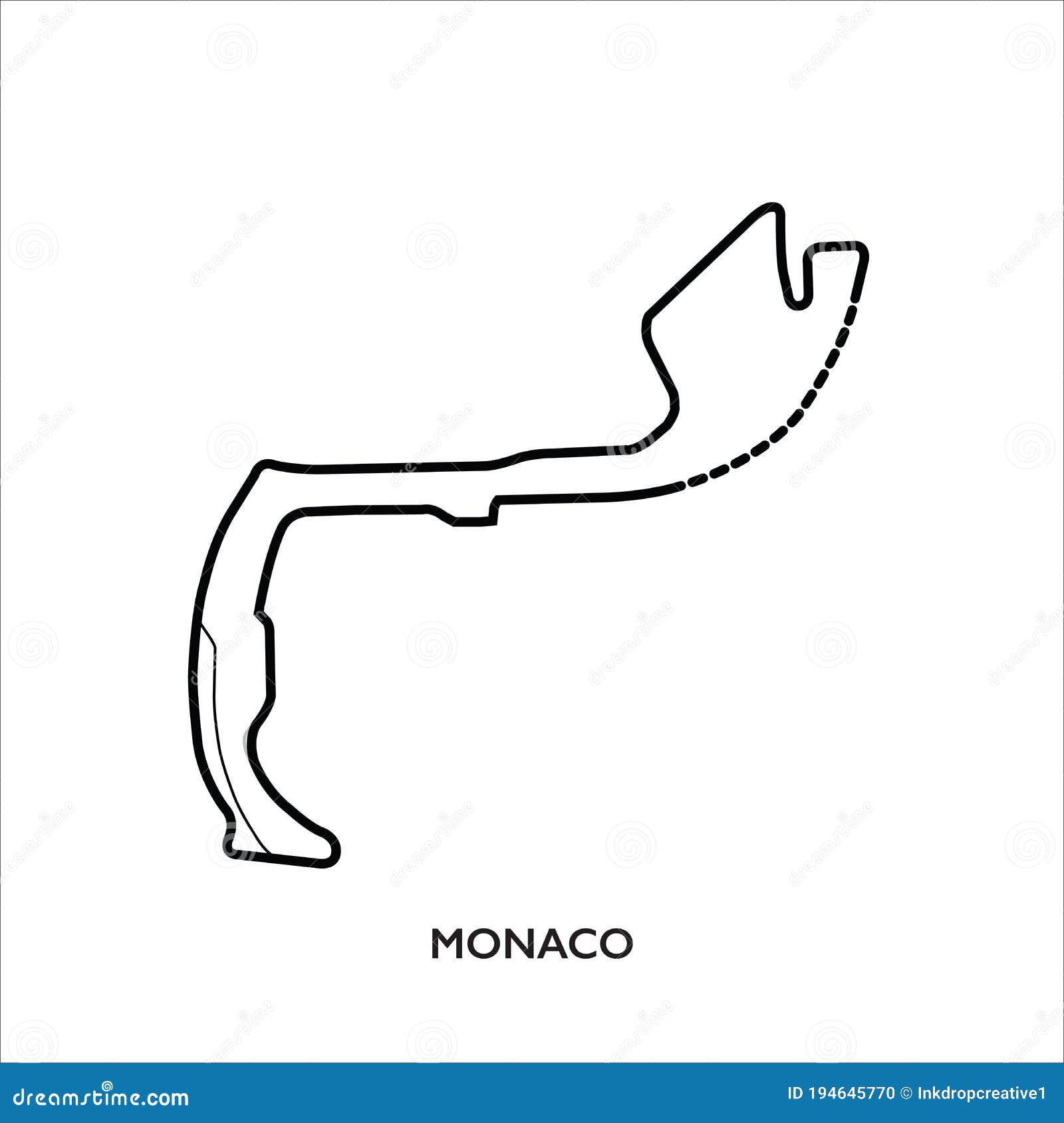 Monaco Circuit, Monaco. Motorsport Race Track Vector Map Stock Vector ...