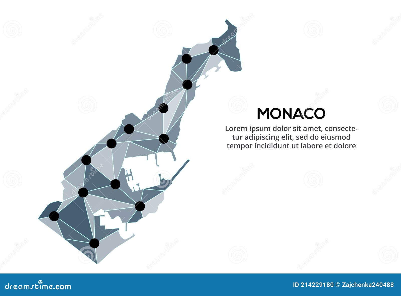 Monaco Communication Network Map. Vector Image of a Low Poly Global Map ...