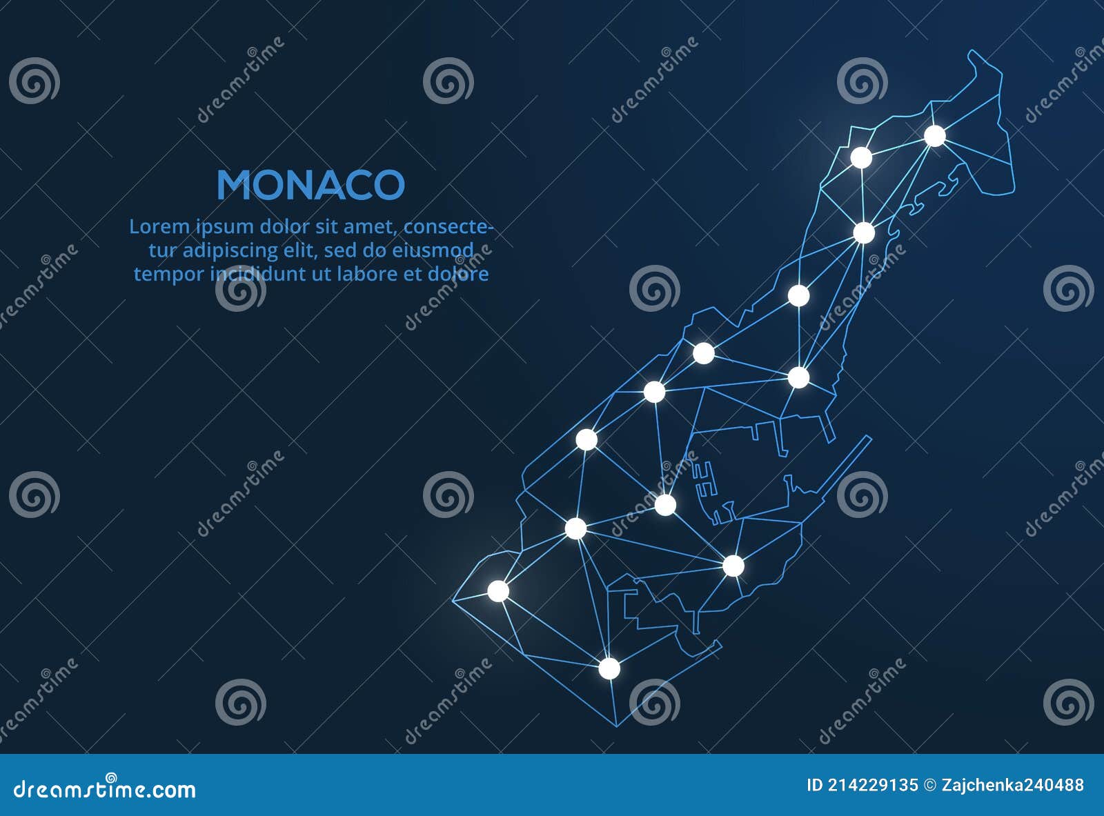 Monaco Communication Network Map. Vector Low Poly Image of a Global Map ...